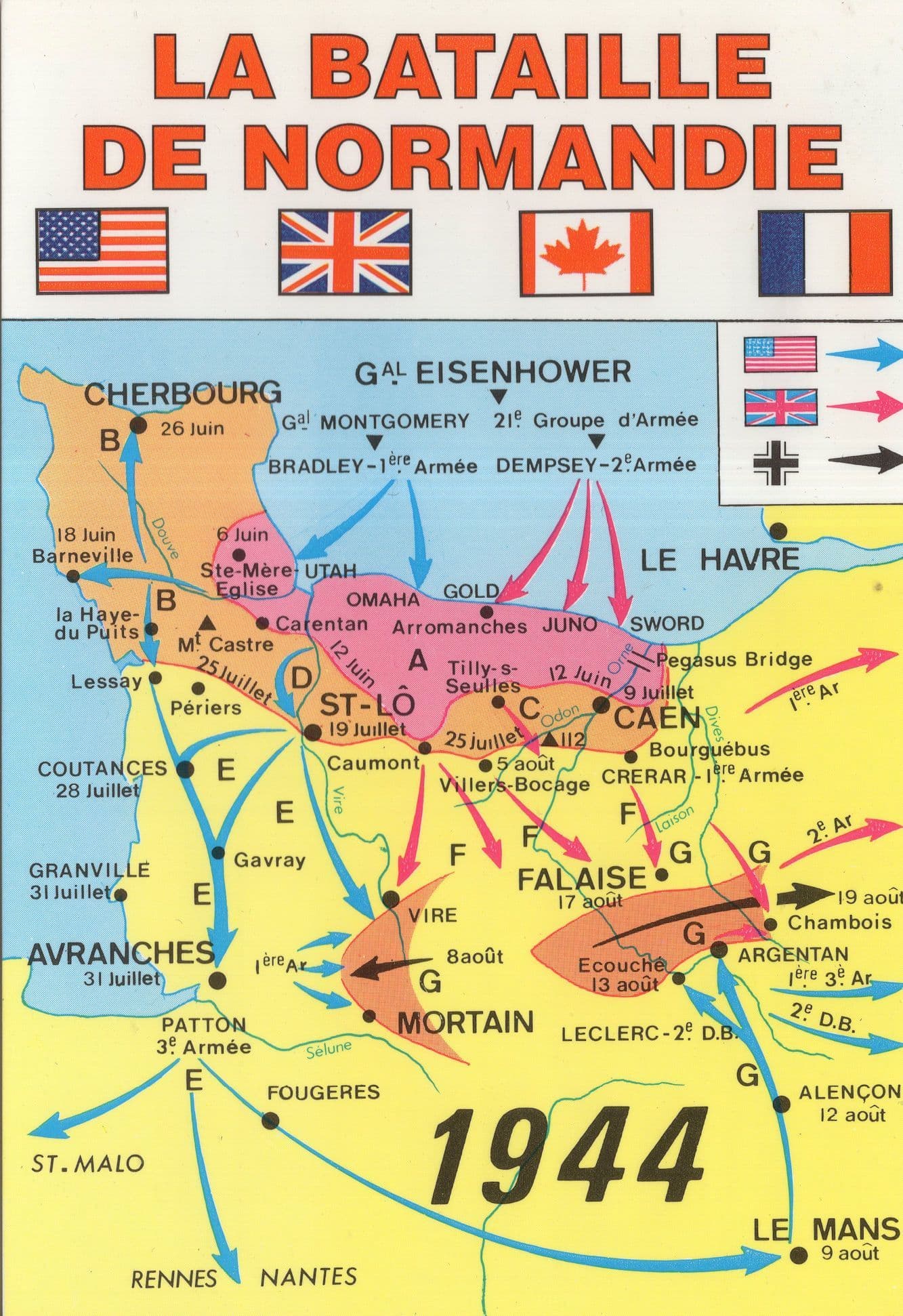 Ww2 Normandy Map D Day Invasion Map Of Normandy, France . Allies