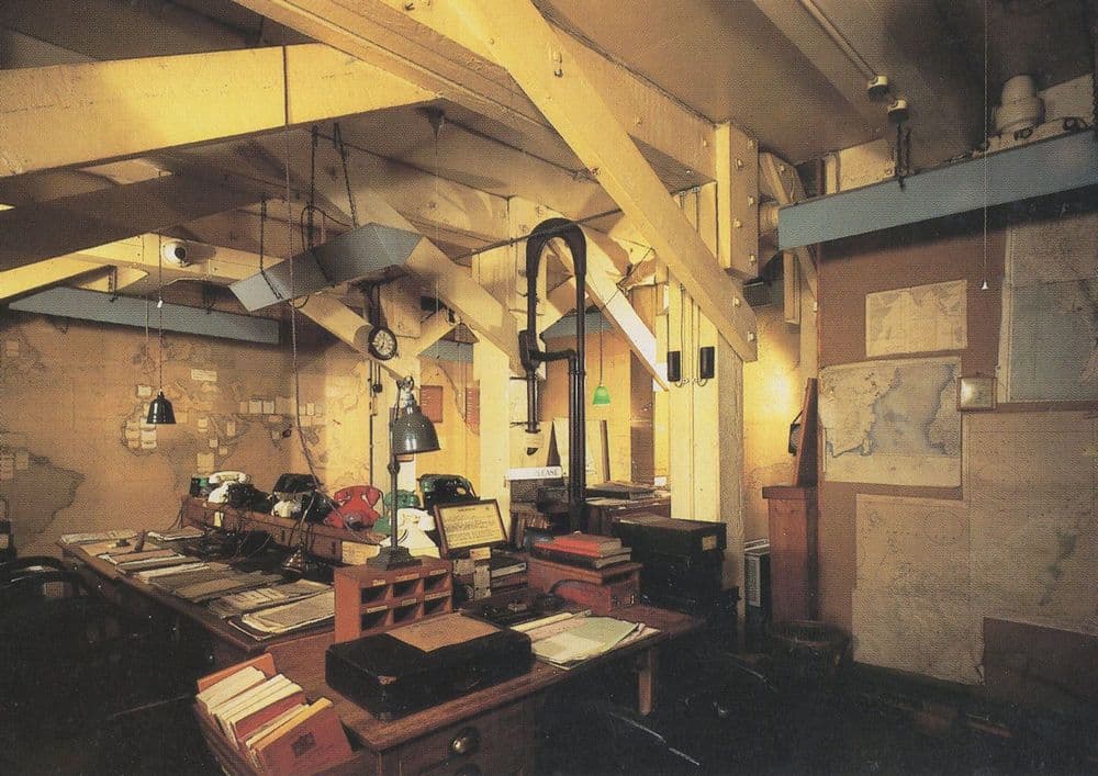 The Central Old Map Room in WW2 Military War Museum Postcard
