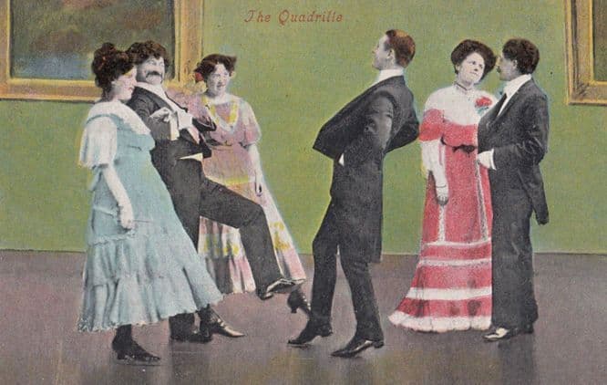 The Quadrille Dance Dancing Ballroom Almost Morris Comic Humour Postcard