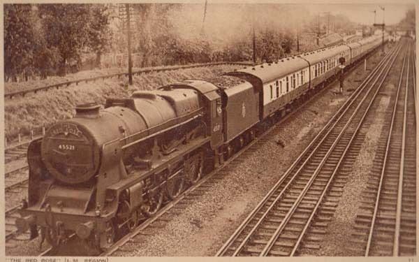The Red Rose London Midland Railways Train 45521 Antique Railway Postcard