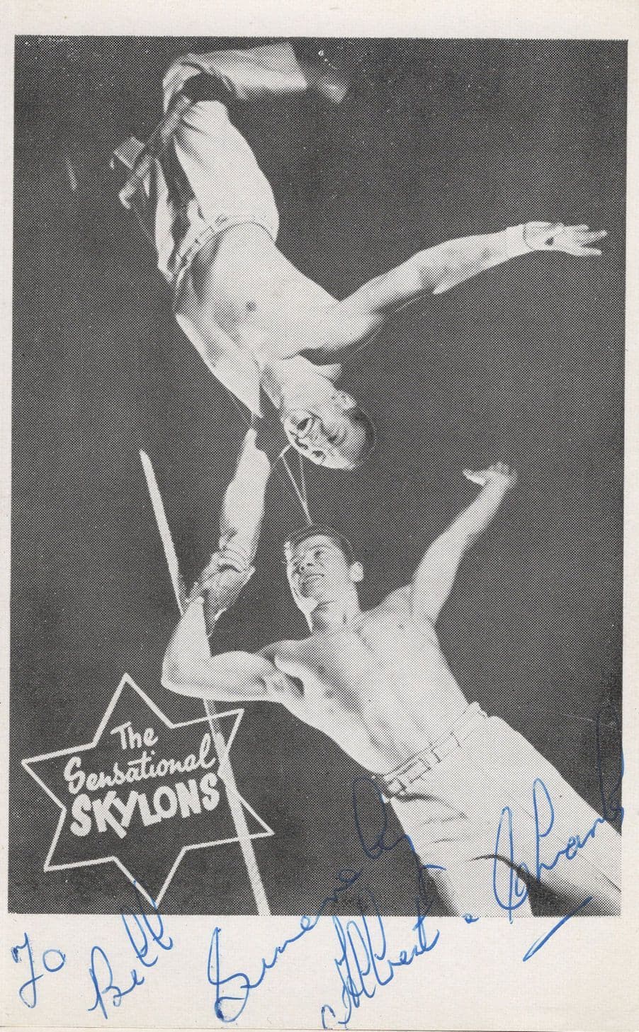 The Sensational Skylons Circus Old High Wire Acrobats Hand Signed Photo
