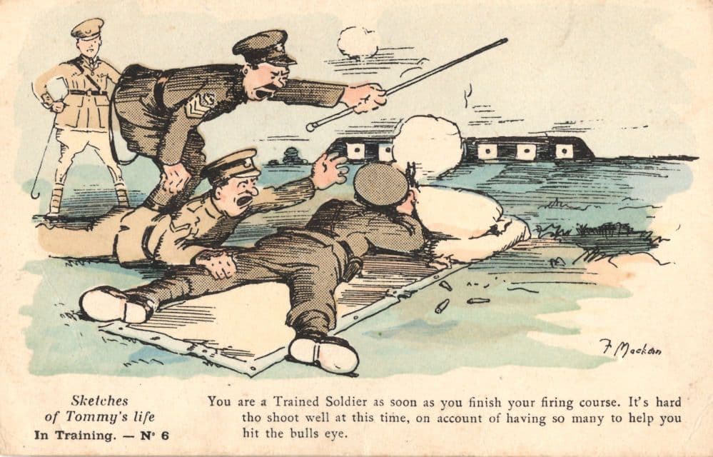 Tommy WW1 Firing Practice Shooting Range Rifle Military Old Comic Postcard