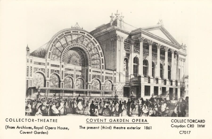 Victorian Covent Garden Opera House London 1861 Painting Postcard