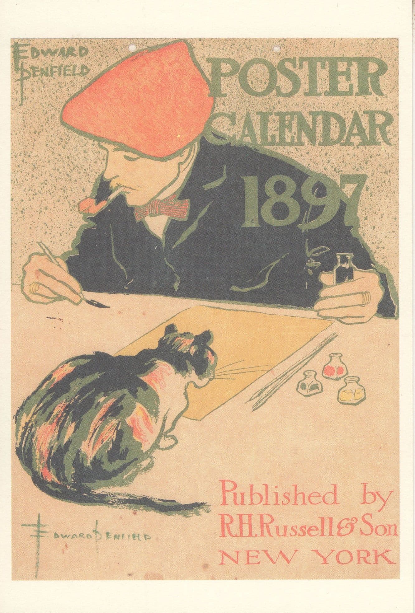 Victorian French Calendar 1897 Poster Postcard