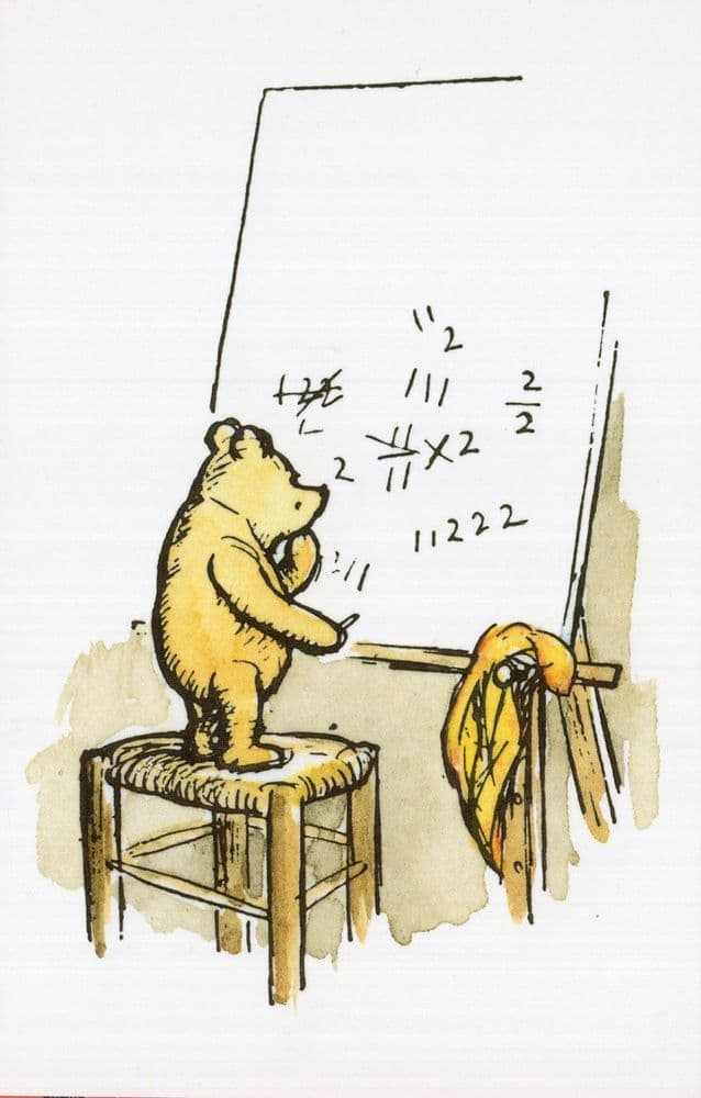 Winnie The Pooh Learning Maths Mathematics Blackboard Postcard