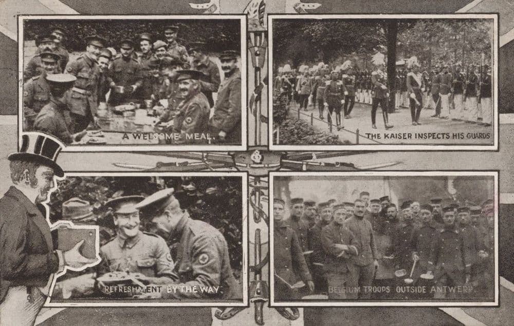 WW1 A Welcome Meal Army Food Rations Inspection Antique War Postcard