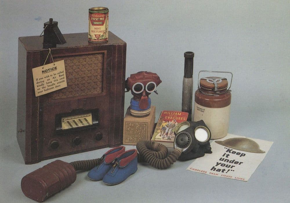 WW2 Wireless Mickey Mouse Gas Mask Air Raid Equipment Postcard