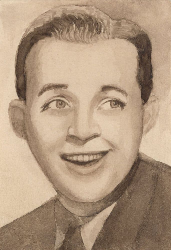 Young Bing Crosby Hollywood Film Actor Rare Old Hand Art Drawing