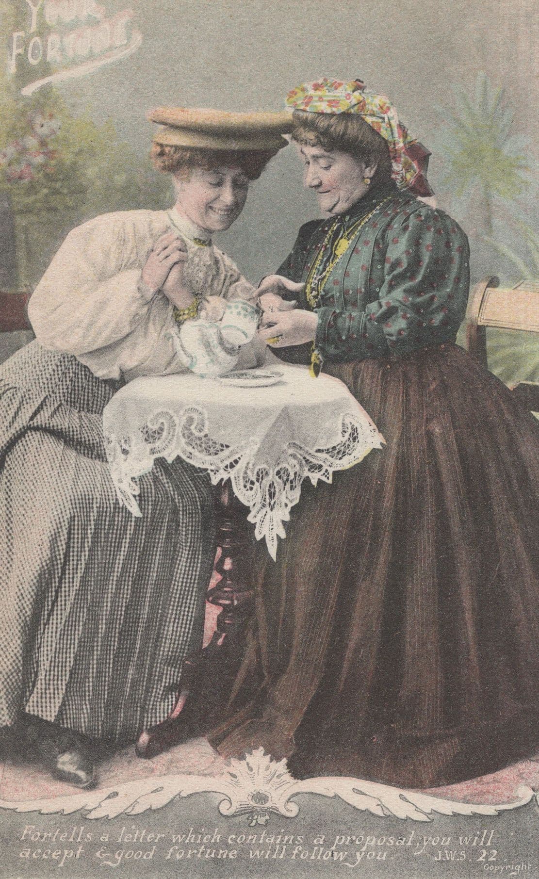 Your Fortune Romany Gypsy Tea Leaves ESP Occult Old Rare Postcard