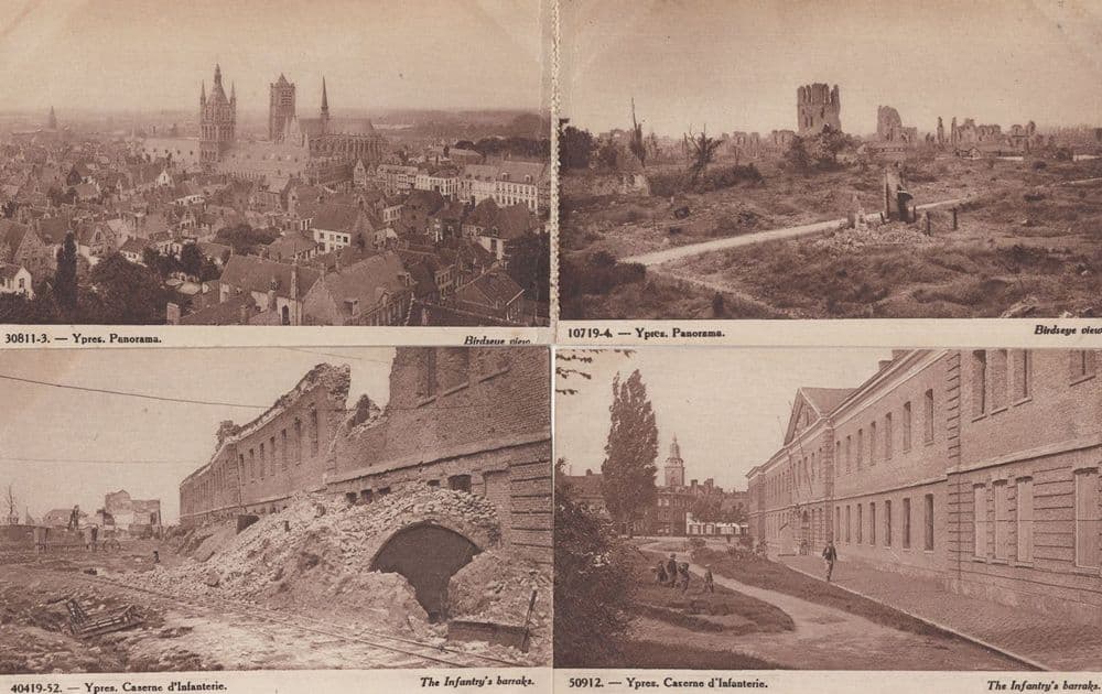 Ypres Caserne D Infanterie Bomb WW1 Damage Panorama 4x Postcard s