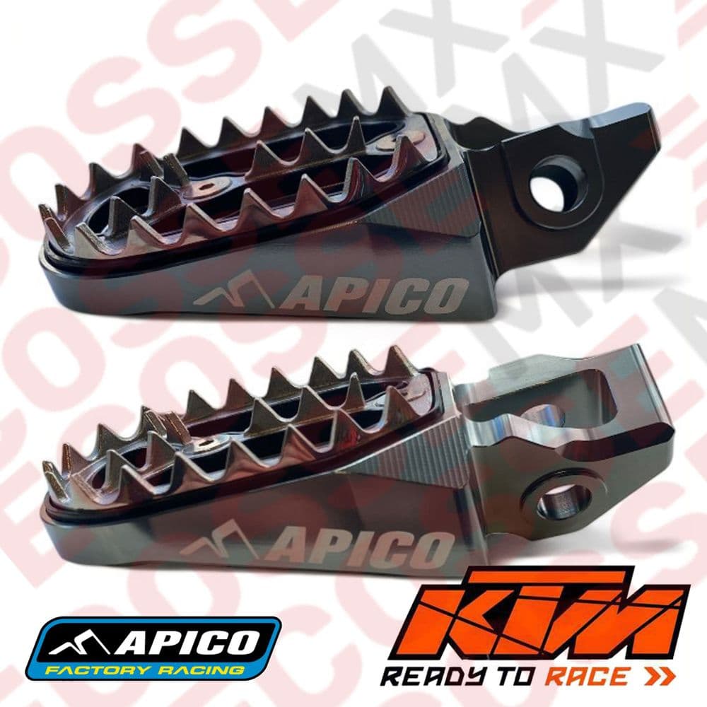 KTM 500 EXC-F APICO PRO-BITE FOOTPEGS 2017-2023 TITANIUM COLOUR