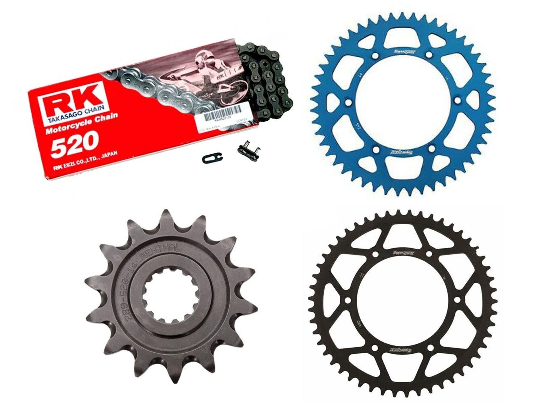Yamaha YZ125 1999 2004 RK Standard Duty Chain and Sprocket Kit Black 12 Teeth 48 Teeth