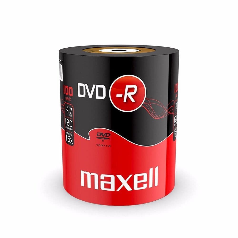 100 Maxell DVD-R RECORDABLE 16x Speed Blank Discs 4.7GB | Cables 4 ALL