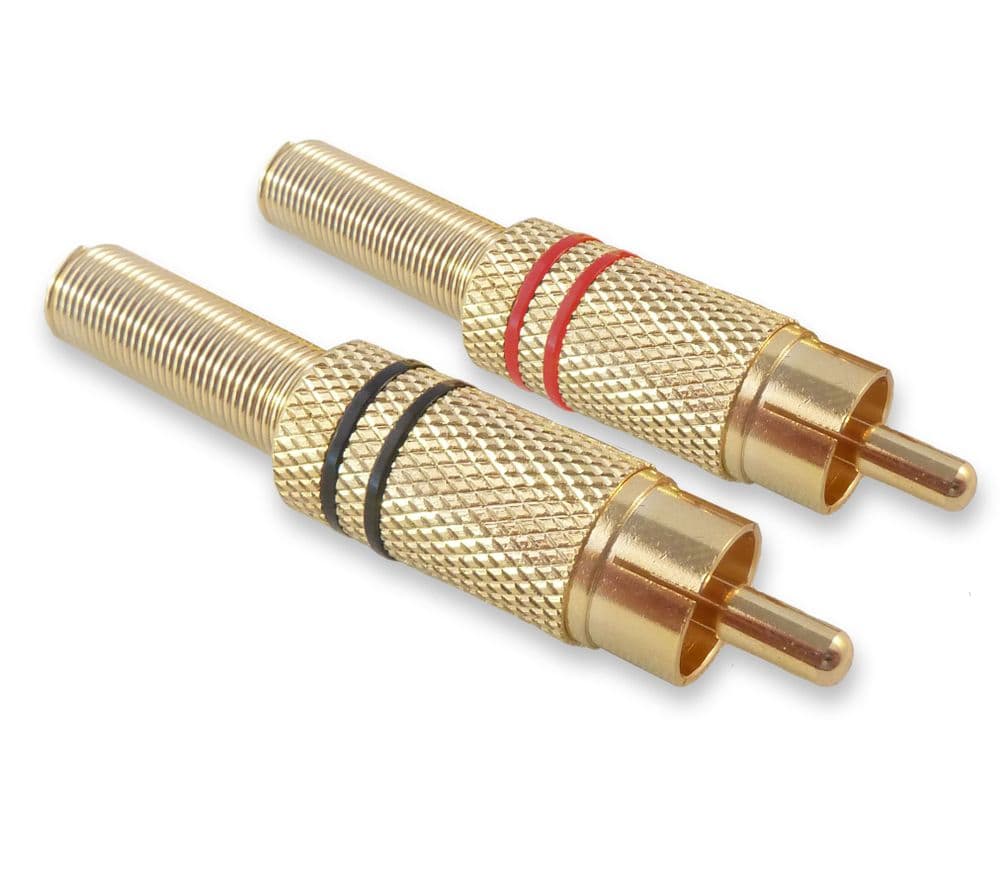 2 x RCA Plugs - Gold Premium Phono Connectors | Cables 4 ALL