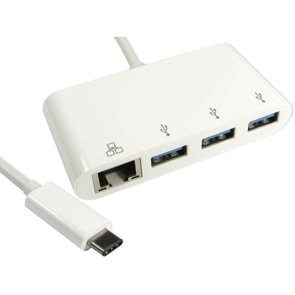 3 Port USB 3.0 Hub With RJ45 Network Connectivity - USB C to USB A ...