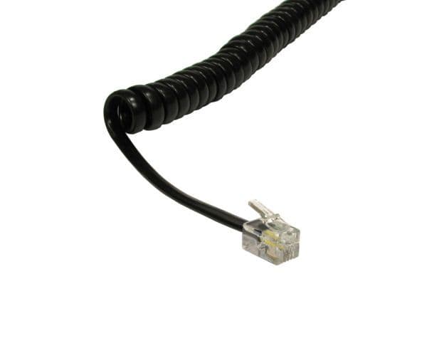 3mTelephone Handset Cable - Coiled Black RJ10 to RJ 10 | cables4all