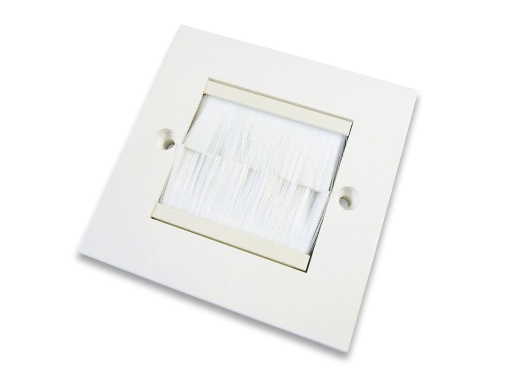 Brush Wall Plate with White Brush | Brush Faceplates | Cables 4 ALL