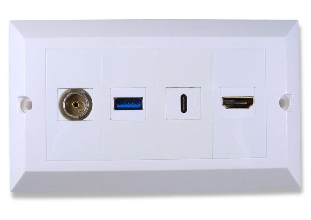 HDMI USB TV Aerial Wall Plate - USB Type C / USB 3.0 (4k Compatible ...