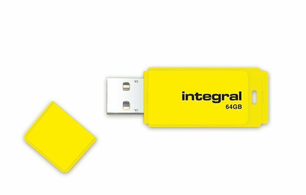 Integral NEON 64GB USB 2.0 Flash Drive YELLOW | Cables 4 ALL