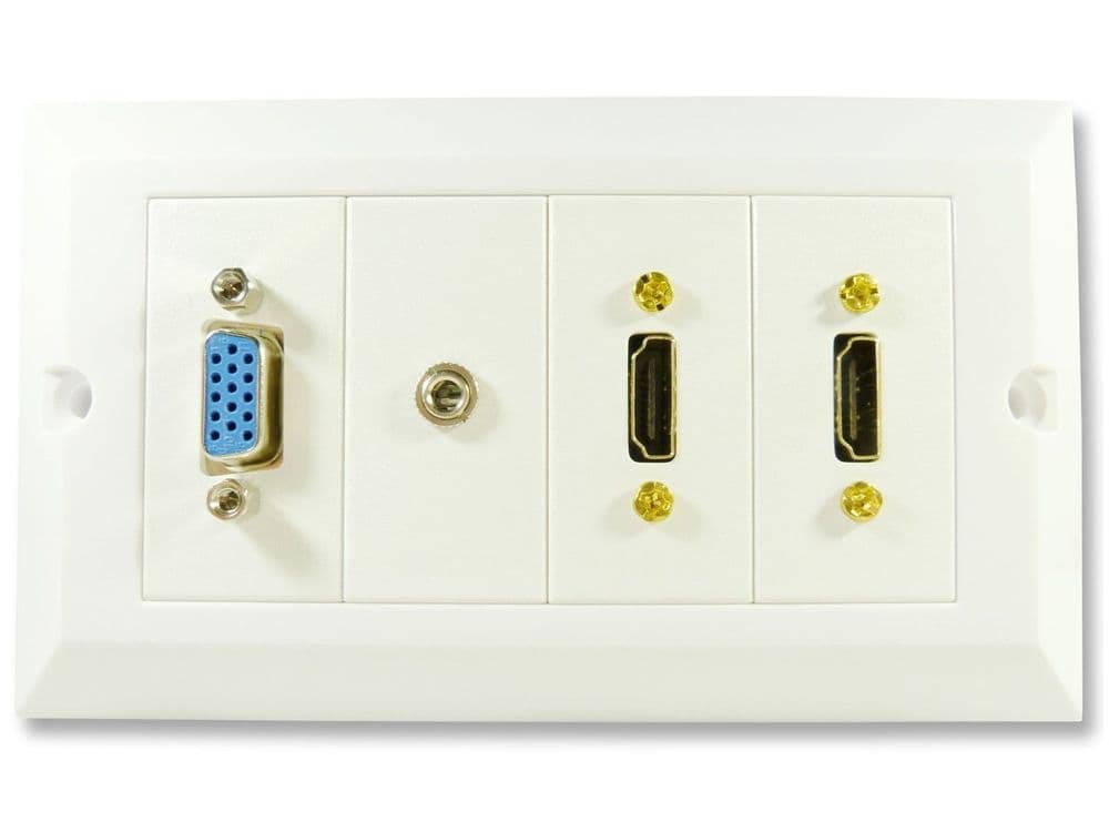 Multi AV Wall Plate - Twin HDMI VGA and 3.5mm Jack Faceplate - Easy ...