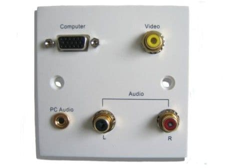 Multi Connection AV Wall Plate with RCA VGA and 3.5mm Jack Connections ...