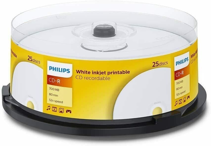 Philips 25 CD-R Printable CD Discs - 700Mb 80 Min | Cables 4 ALL