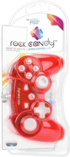 Rock Candy RED Wired PS3 Controller - Neon RED| Playstation 3 | Cables4all