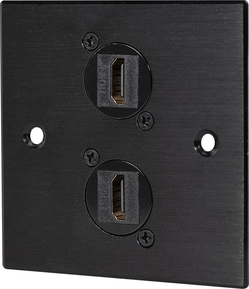 Twin HDMI Wall Plate – Black Metal, 1-Gang, Plug & Play | HDMI Sockets ...