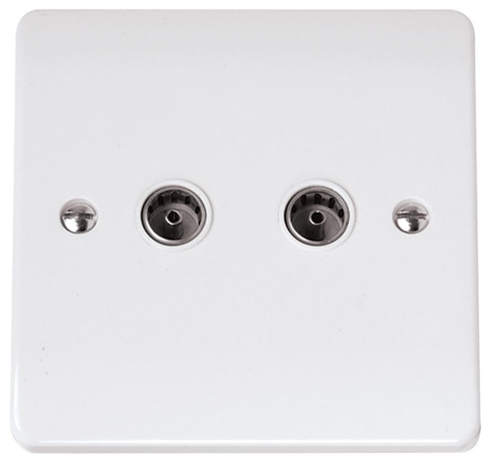 Twin TV Aerial RF Coax Wall Plate - Fits 2 TV Aerial Cables | Cables4all