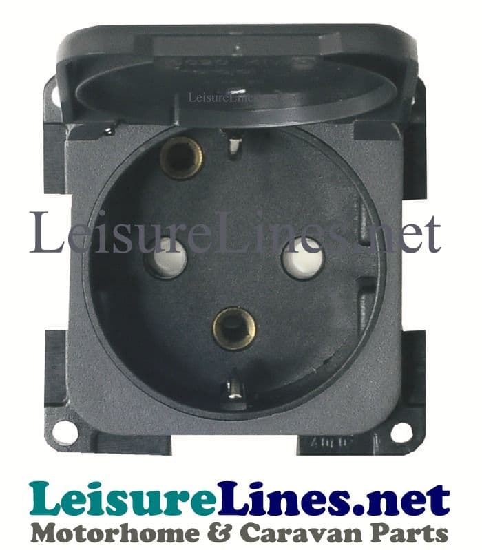 CBE CONTINENTAL 230V MAINS SCHUKO SOCKET GREY & COVER