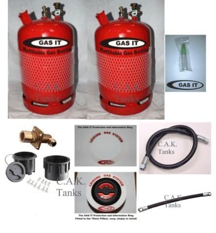 GAS IT TWIN 11kg Bottle Kit - 1 5m Black Remote fill