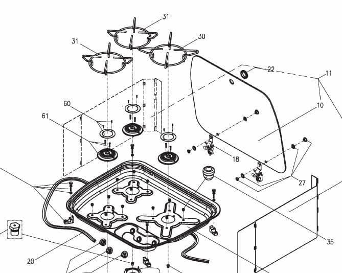 Spare Glass lid Dometic Cramer 3 burner hob CE99-ZF/DF/VF