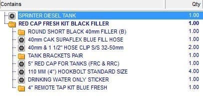 SPRINTER DIESEL FRESH WATER TANK FITTING KIT - BLACK FILLER CAP ...