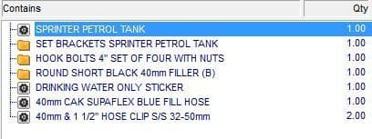 SPRINTER PETROL FRESH WATER TANK FITTING KIT BLACK FILLING CAP FOR ...