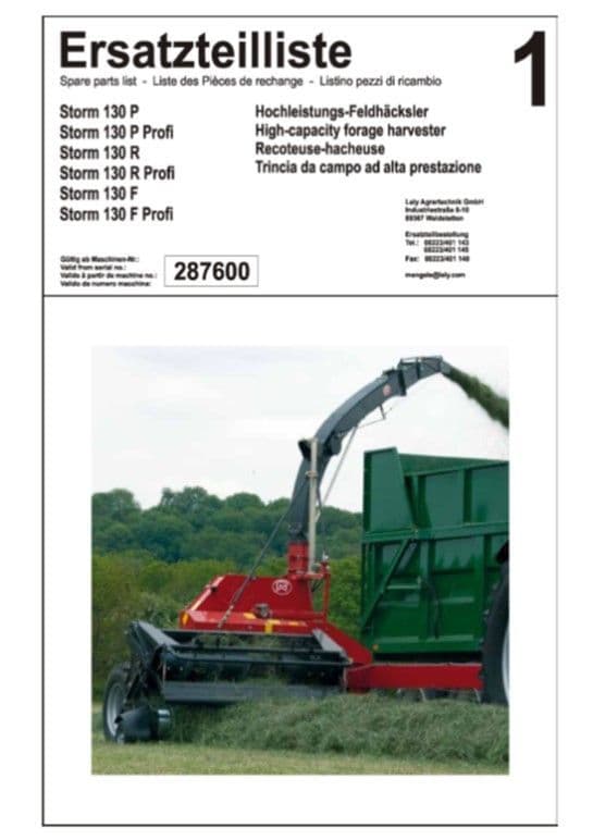 Lely Storm 130P Parts Book