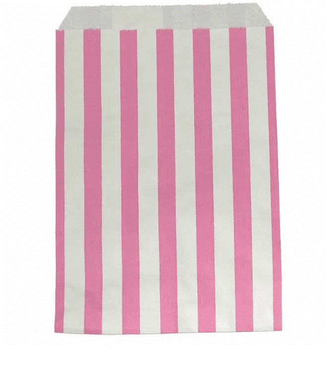 50 Pink Candy Stripe Paper Bags 7x9