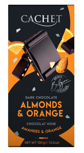 Cachet Dark Almond & Orange Chocolate Bar 100g