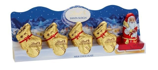 Lindt Milk Chocolate Mini Santa and Sleigh 5 Pack 50g