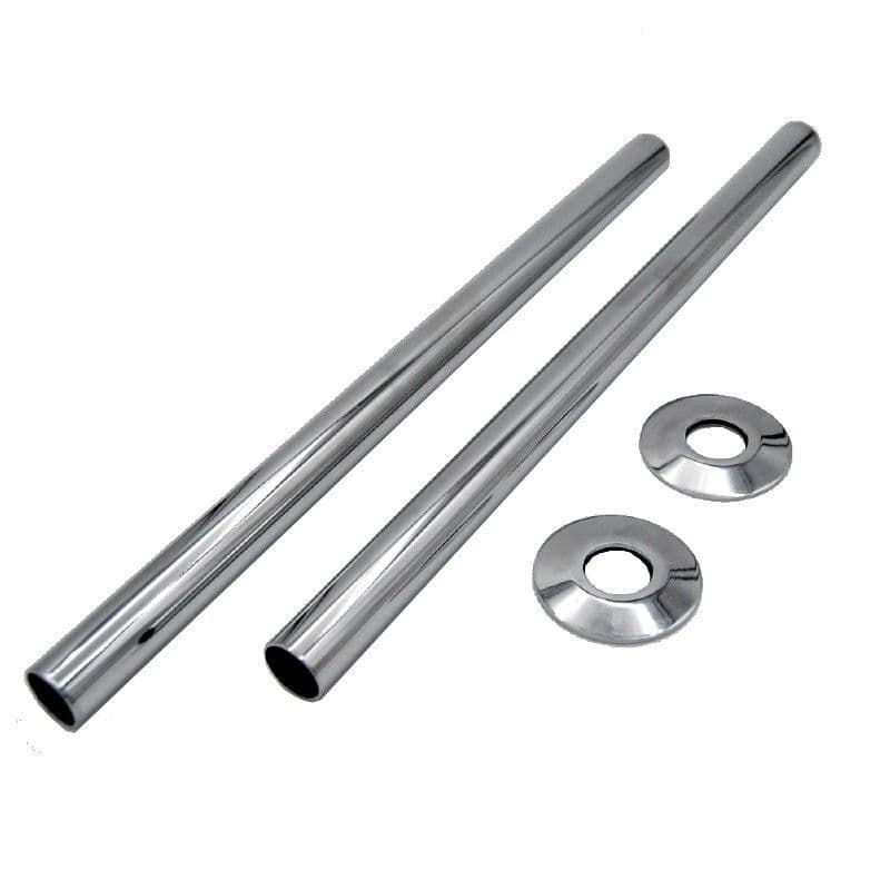 Cast Iron Radiator Pipe Shrouds 300mm - Chrome