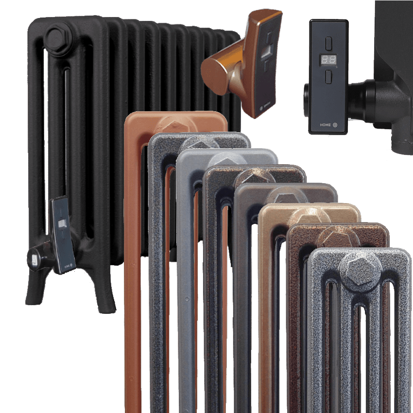 Electric 4 Column Classic Cast Iron Radiators 500mm Powder Coated