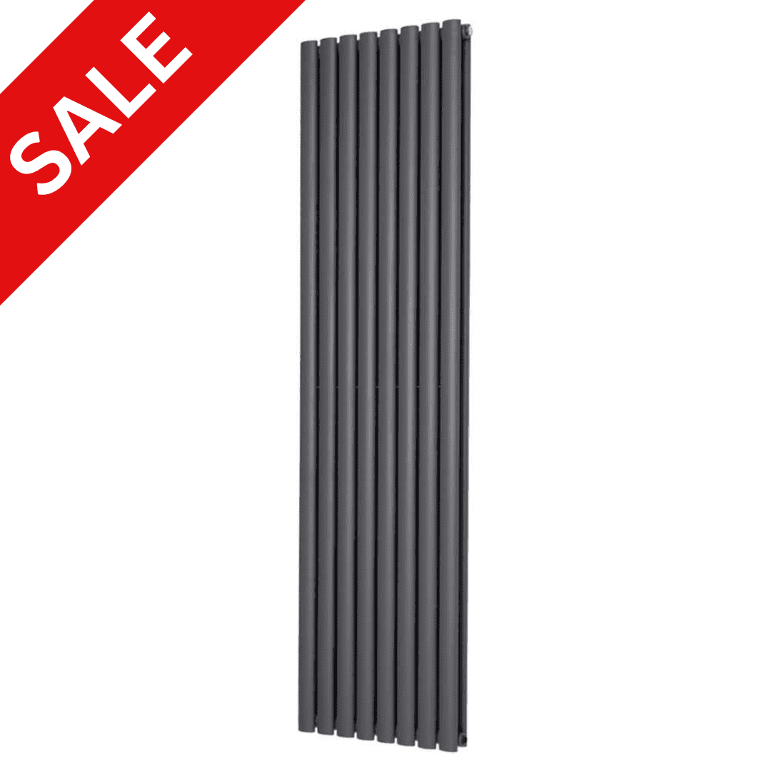 Anthracite Grey Oval Panel Vertical Designer Radiator - Choice of Size