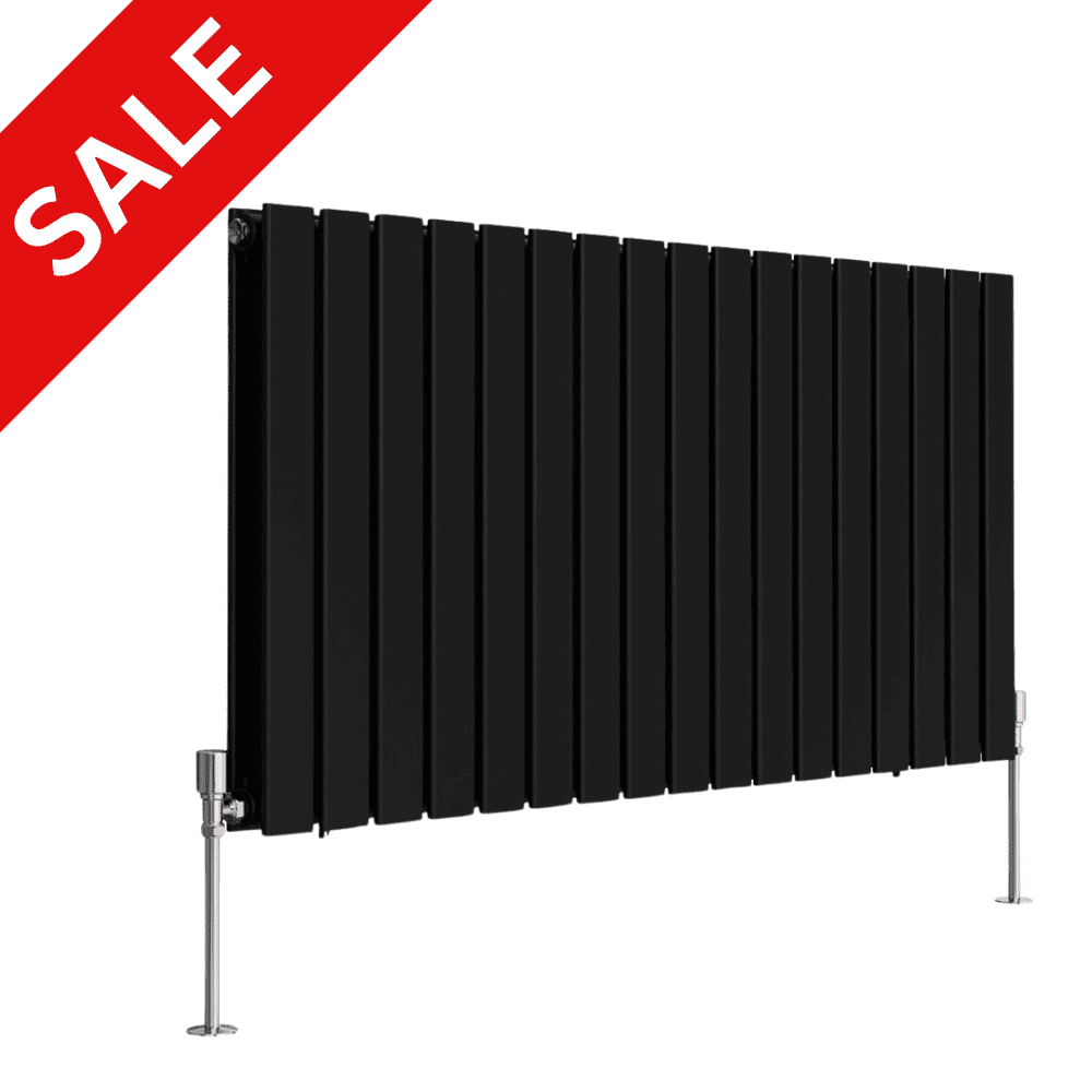 Black Flat Panel Horizontal Designer Radiator - Choice Of Size