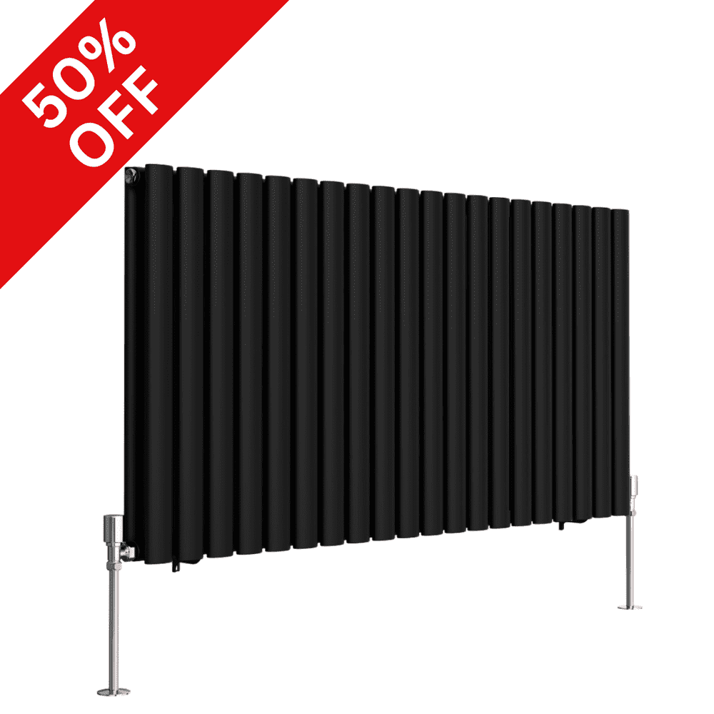 Black Oval Panel Horizontal Designer Radiator - Choice of Size