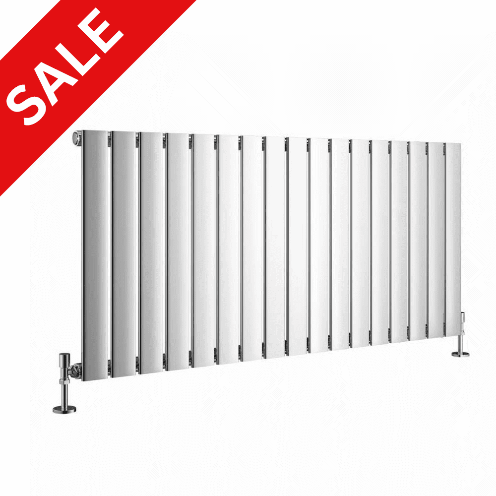 Chrome Flat Panel Horizontal Designer Radiator - Choice Of Size