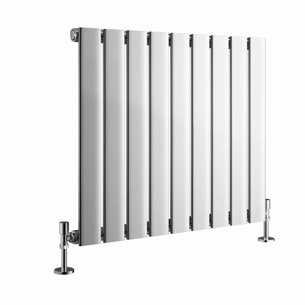 Designer Radiator - Flat Panel Horizontal Single - 600 x 612mm - Chrome