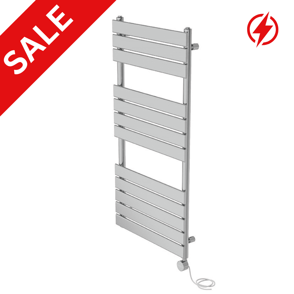 Electric Chrome Thermostatic Towel Rail Flat Panel Designer Radiator ...