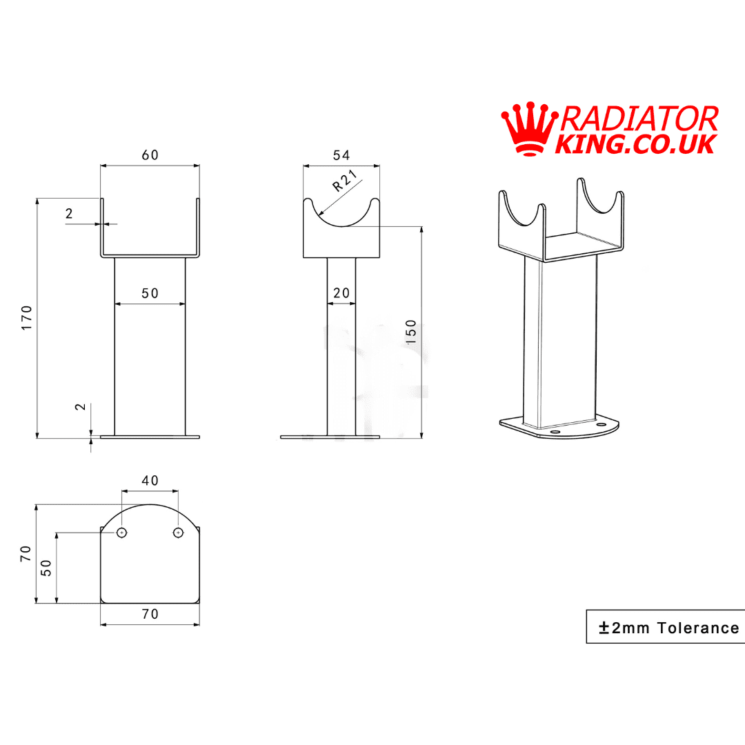 Pair of Flat / Oval Panel Designer Radiator Feet - Anthracite Grey