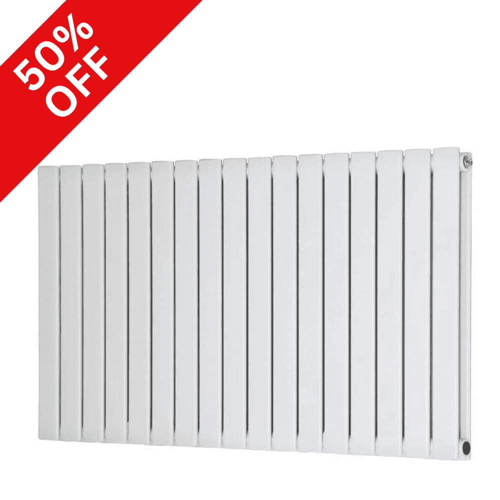 White Flat Panel Horizontal Designer Radiator - Choice Of Size