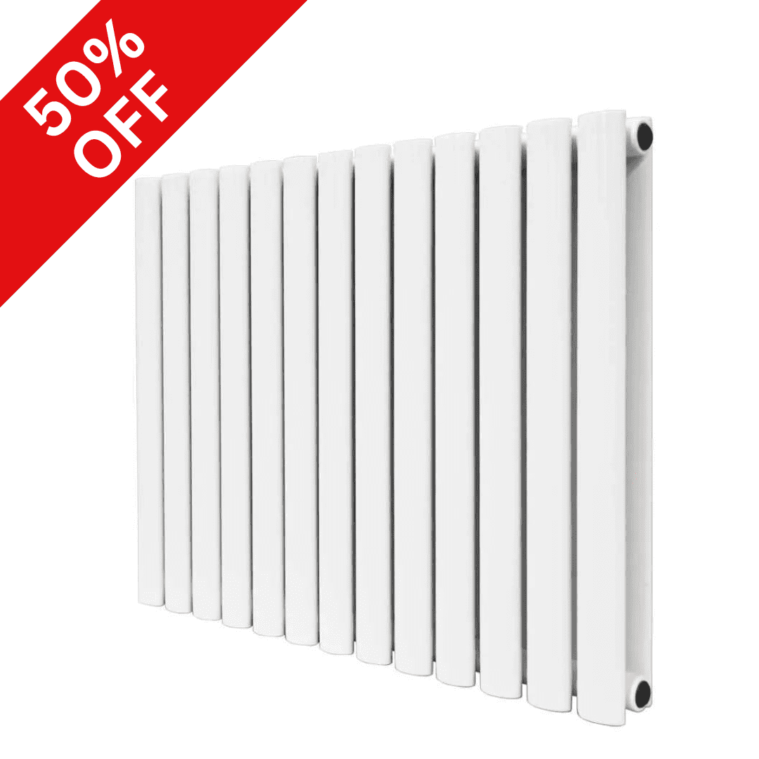 White Oval Panel Horizontal Designer Radiator - Choice of Sizes