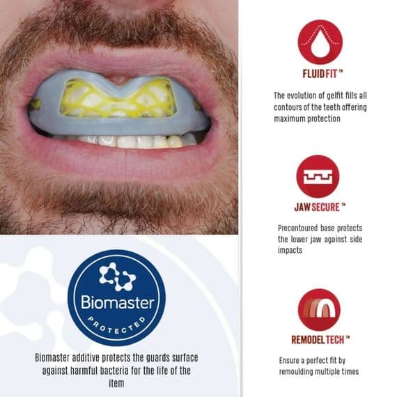 SafeJawz Nitro Series Grey & Yellow Mouth Guard | Gum Shields | Reflex UK